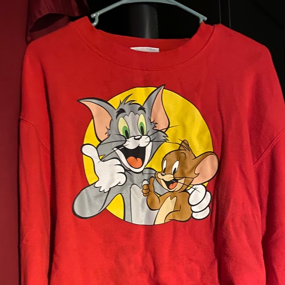Tops | Tom And Jerry Red Long Sleeve Shirt | Poshmark